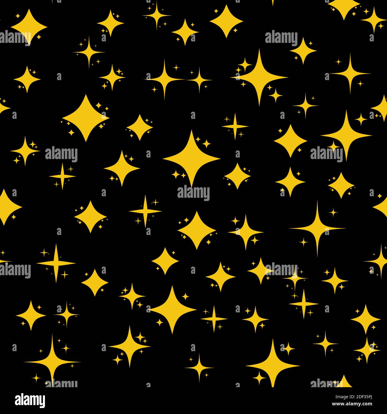 Yellow bright stars sparkle seamless pattern background. Glowing light ...