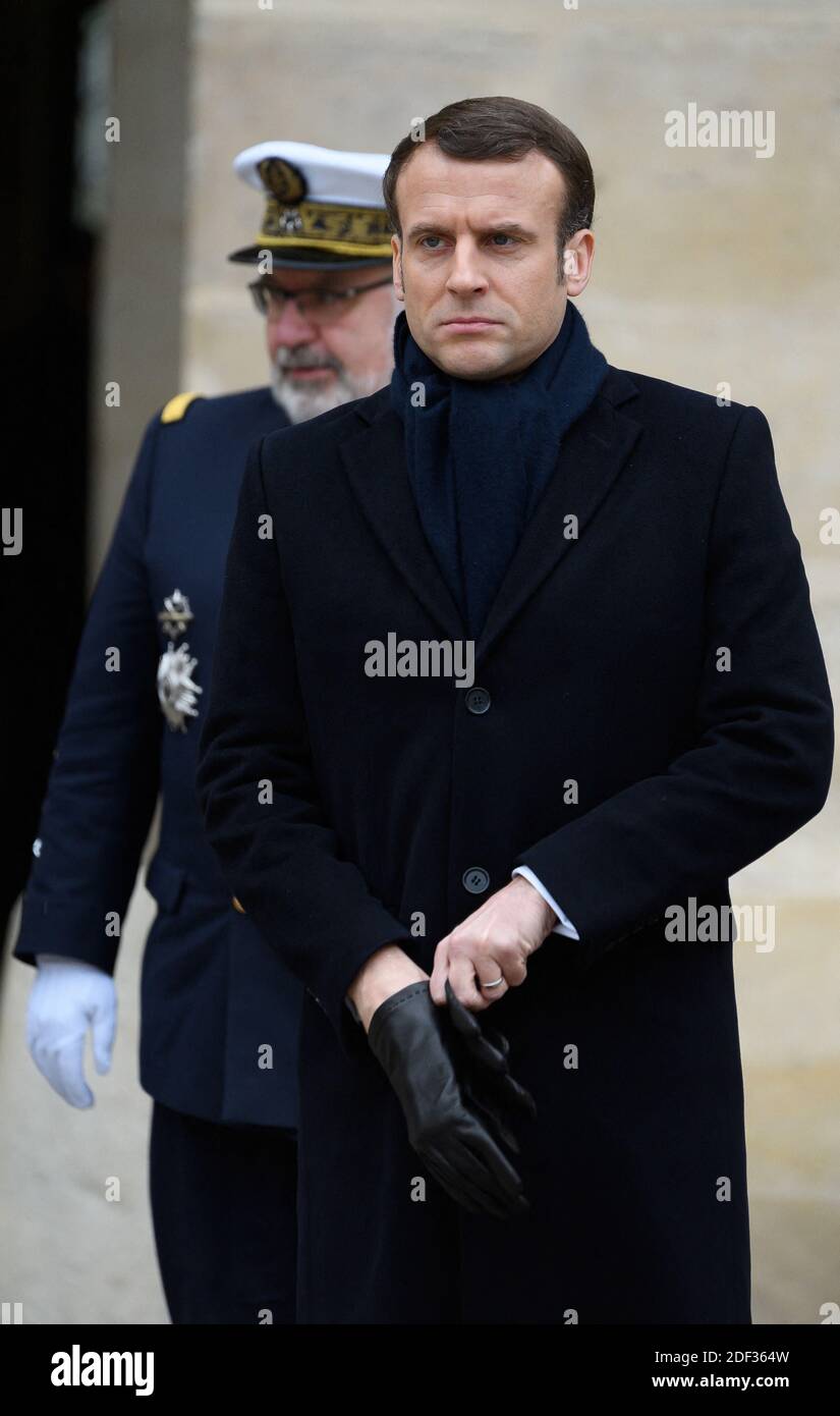 French President Emmanuel Macron at a national tribute to the memory of ...