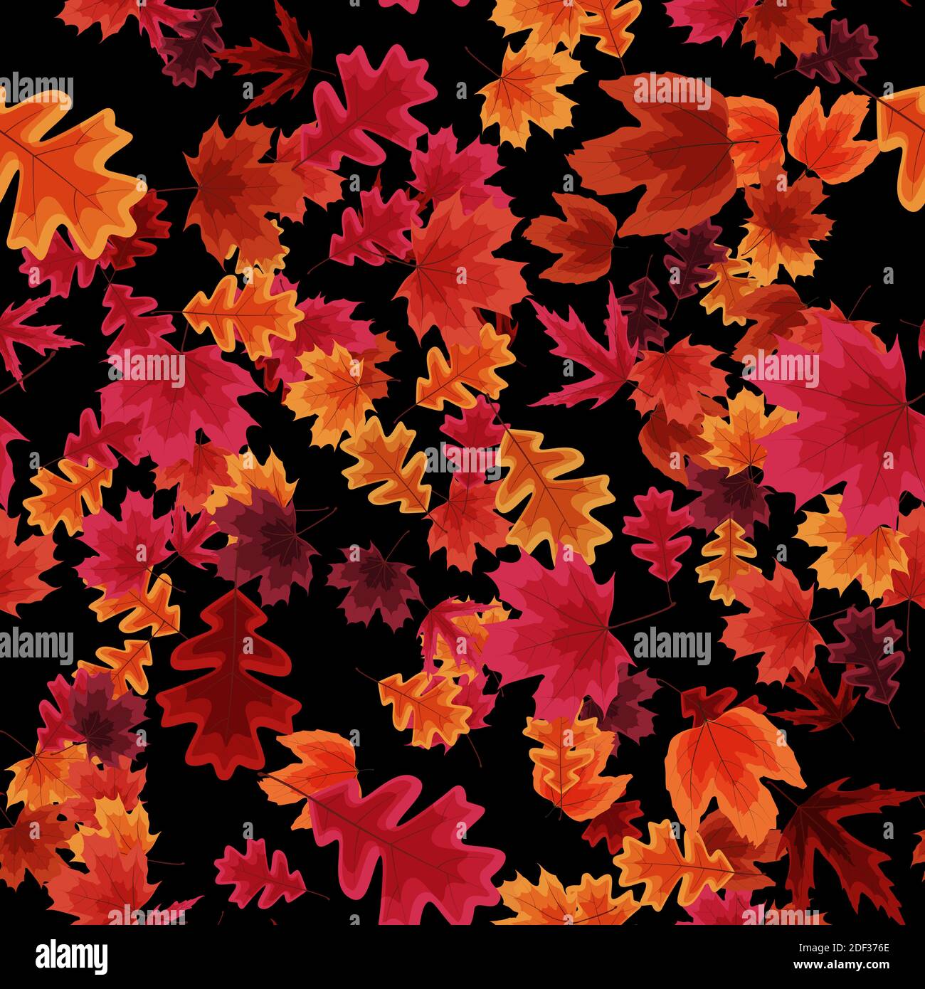 Autumn Falling Leaves Seamless Pattern Background. Illustration Stock ...