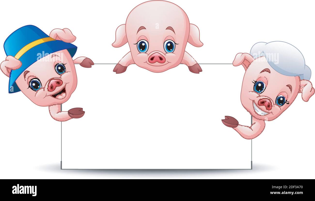 Three little pigs cartoon with blank sign Stock Vector Image & Art - Alamy