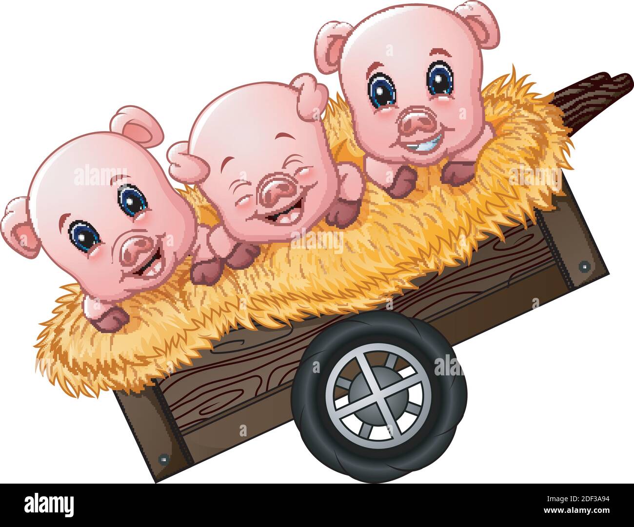 Vector Illustration of Three little pig cartoon on the cart Stock ...