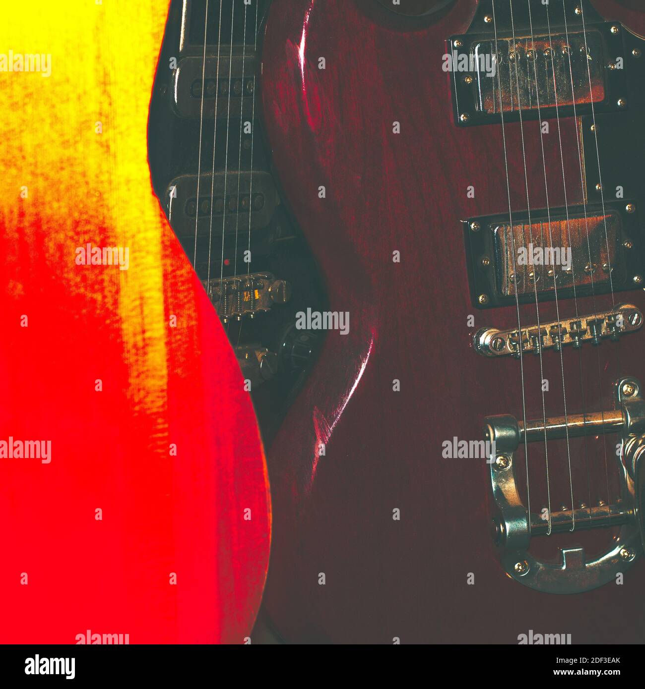 Guitars in dim light . Rock music concert Stock Photo - Alamy