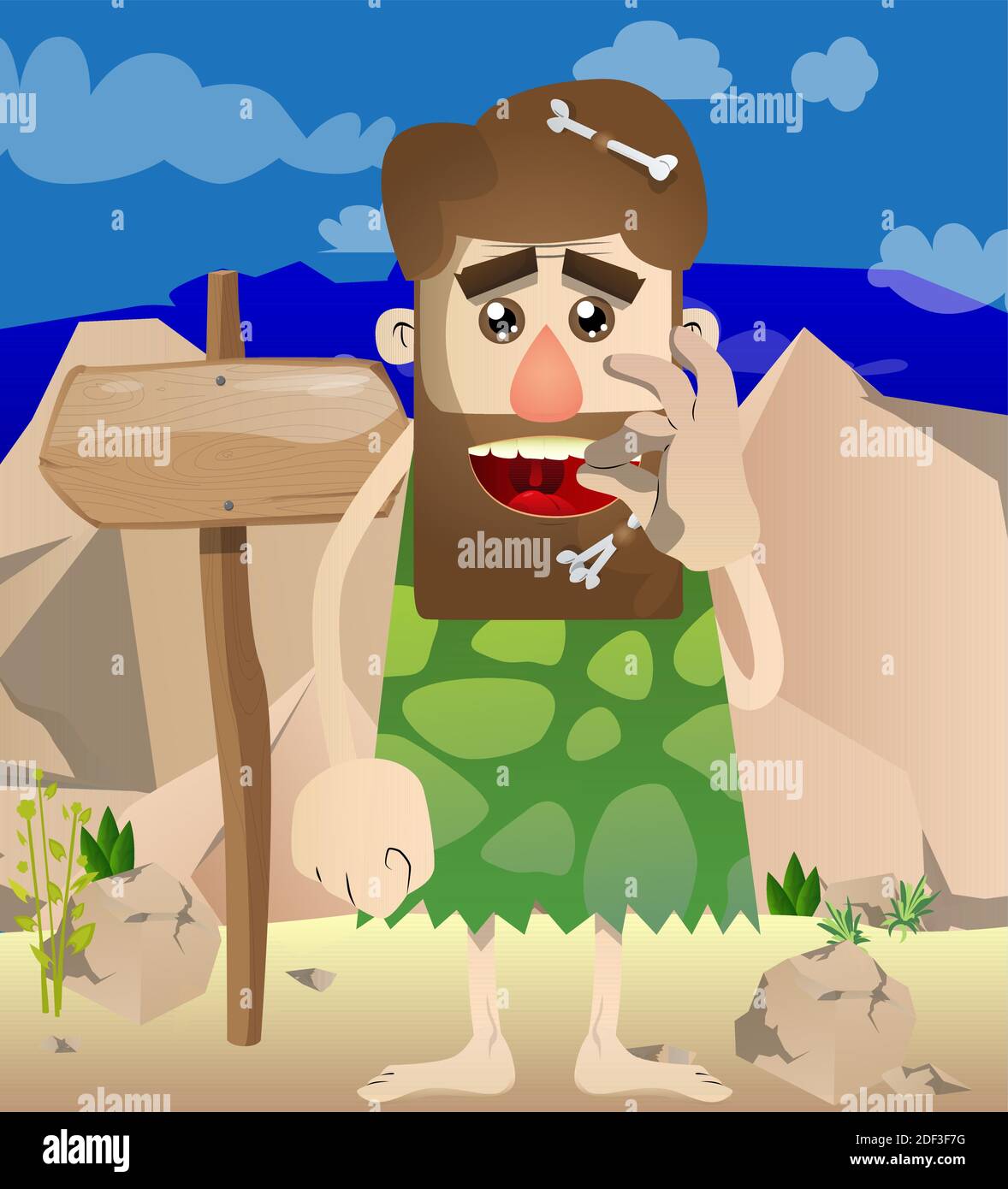 Cartoon man from prehistoric era showing ok sign. Vector illustration ...