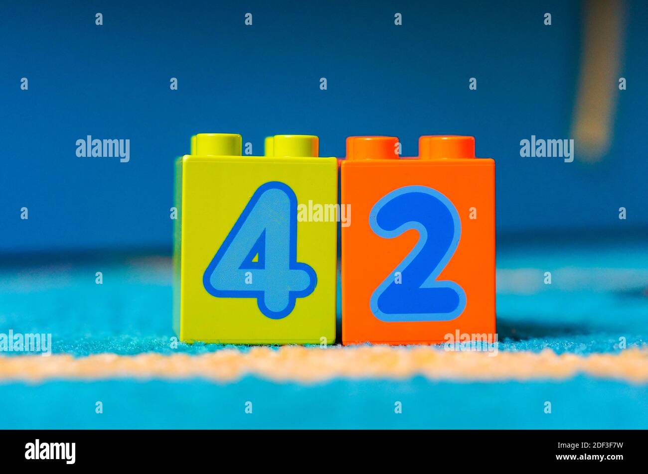 POZNAN, POLAND - Mar 03, 2016: Lego Duplo blocks showing the numbers ...