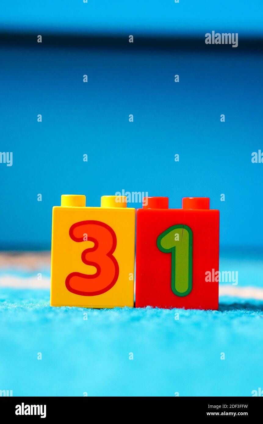 POZNAN, POLAND - Mar 03, 2016: Lego Duplo blocks showing the numbers ...