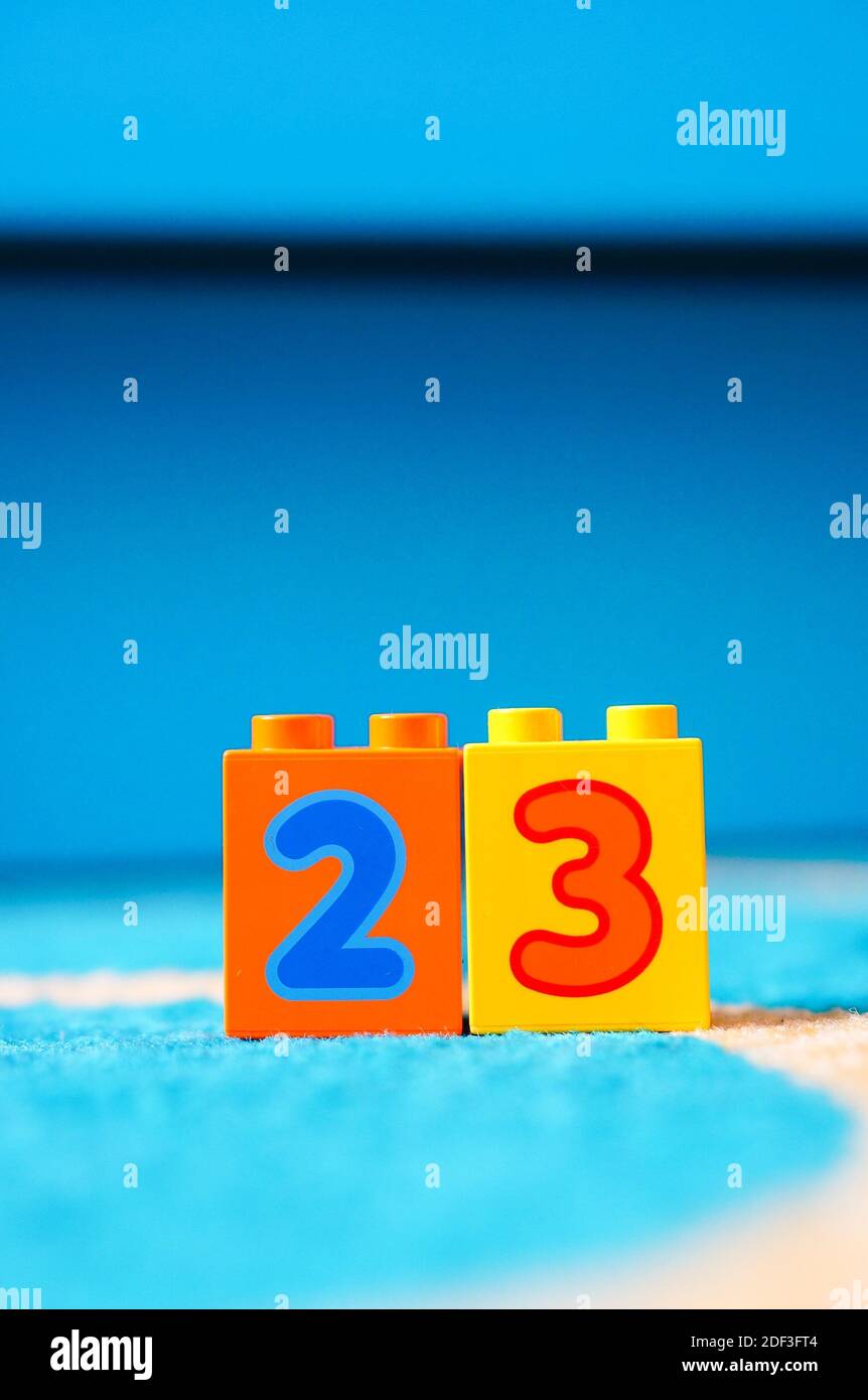 POZNAN, POLAND - Mar 03, 2016: Lego Duplo blocks showing the numbers ...