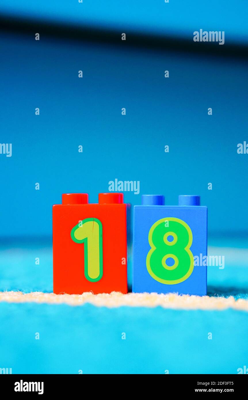 POZNAN, POLAND - Mar 03, 2016: Lego Duplo blocks showing the numbers ...