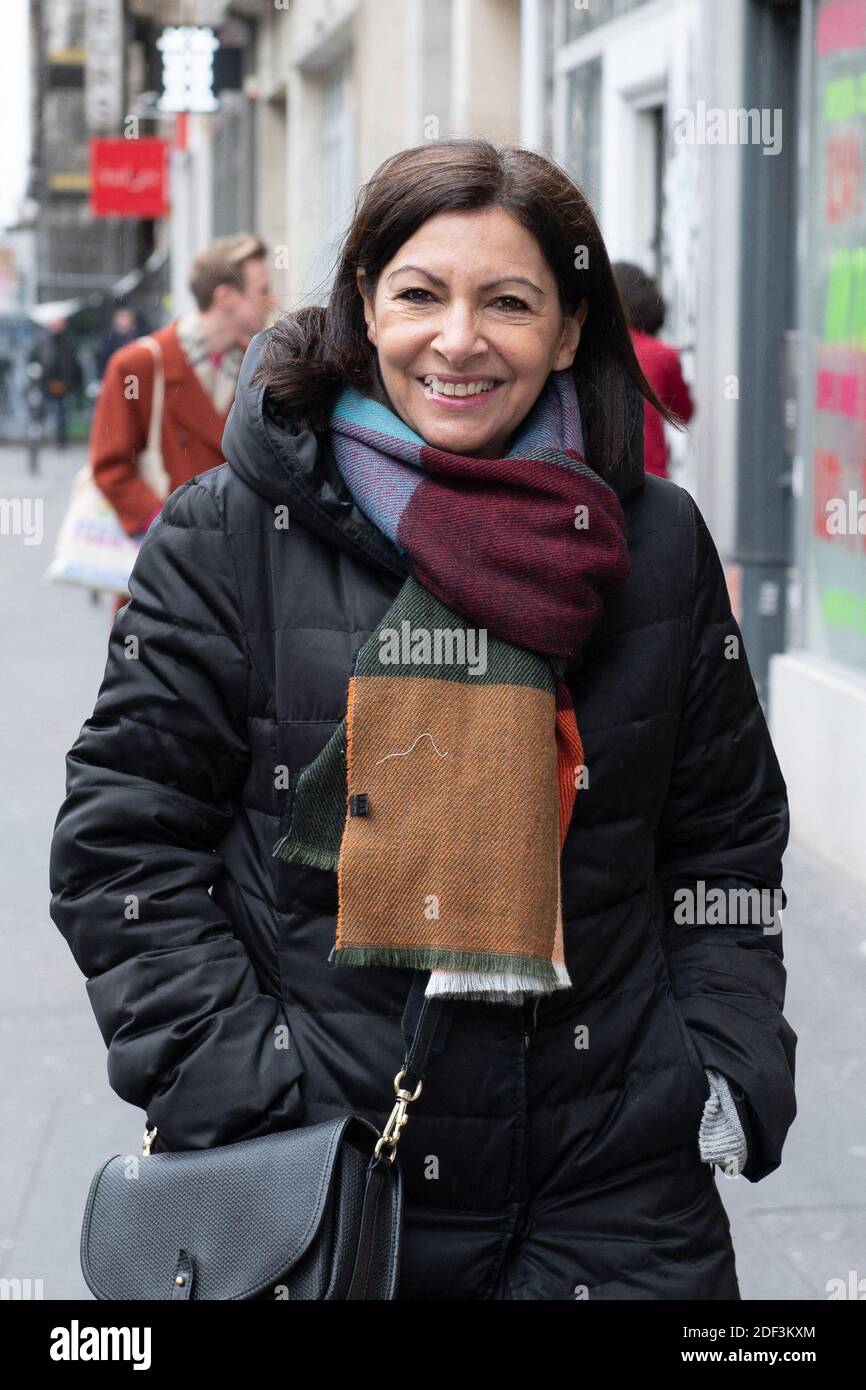 The mayor of Paris, Anne Hidalgo arriving at her campaign headquarter ...