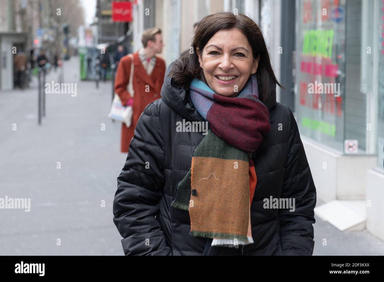 The mayor of Paris, Anne Hidalgo arriving at her campaign headquarter ...