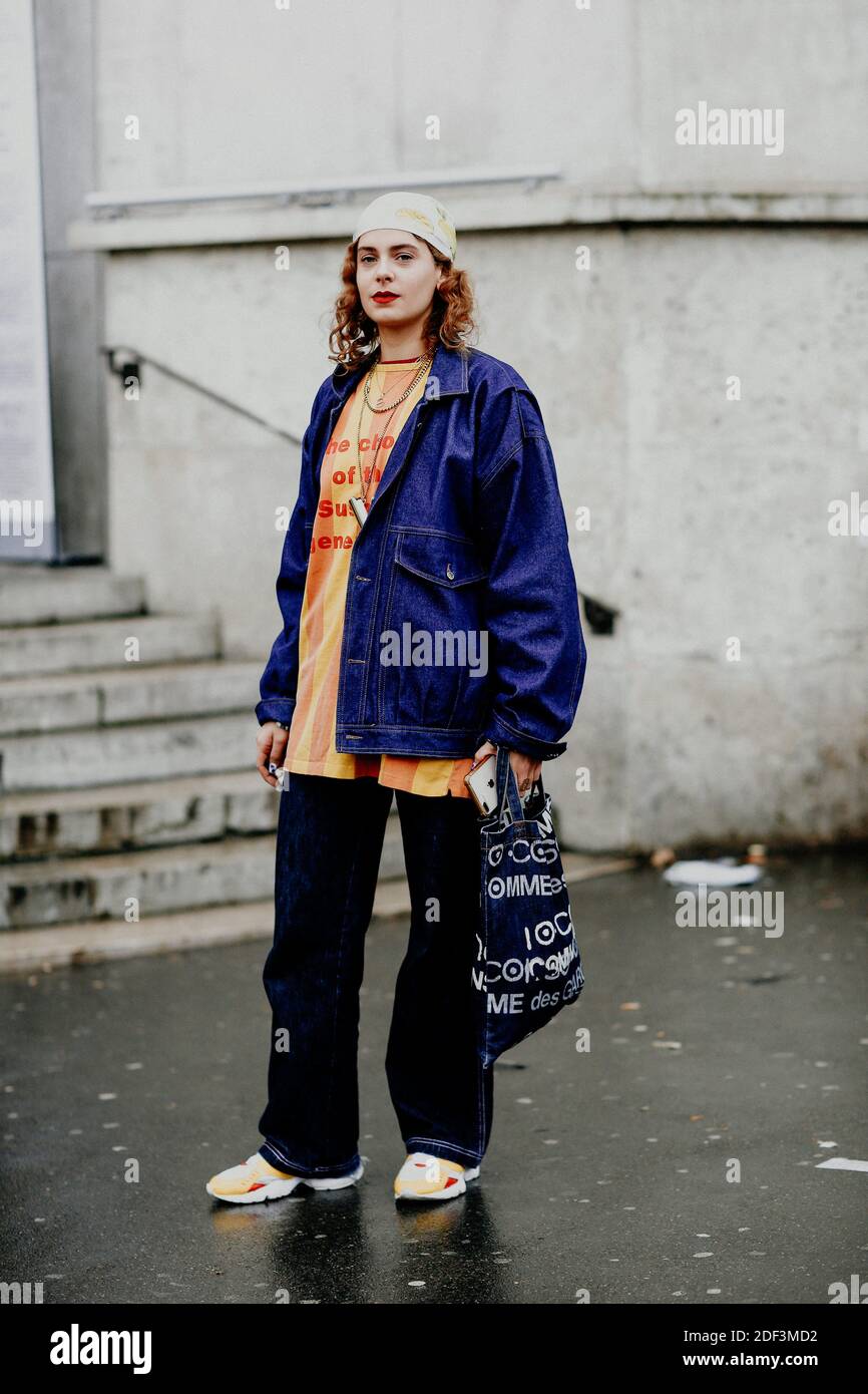 Street style, Lou Matheron arriving at Mazarine Fall Winter 2020-2021 ...