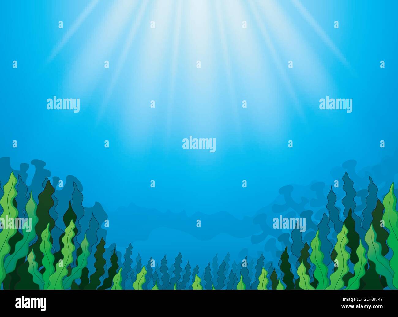 Vector illustration of Underwater scene with seaweed Stock Vector Image ...