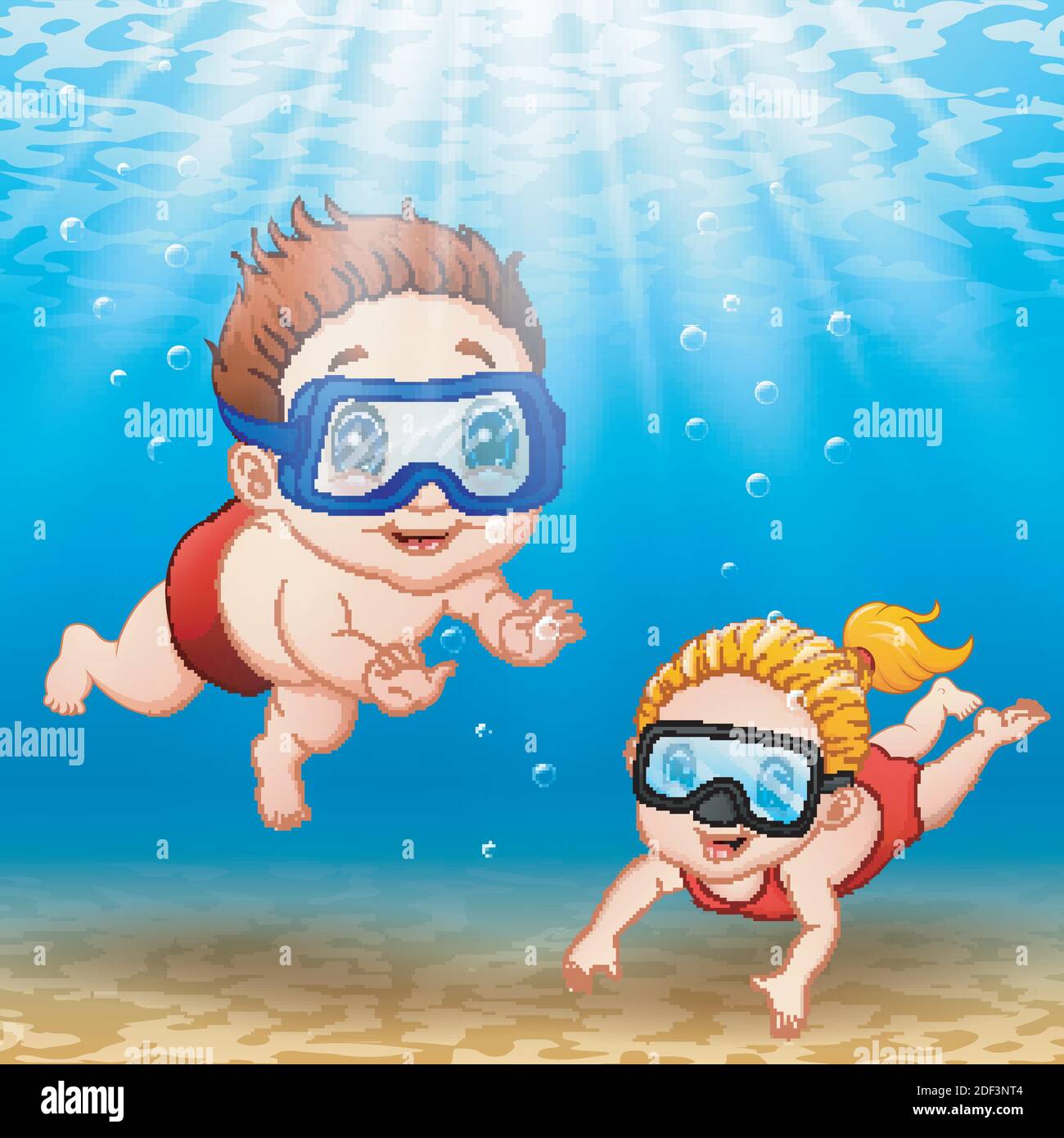 Two kids diving Stock Vector Images - Alamy