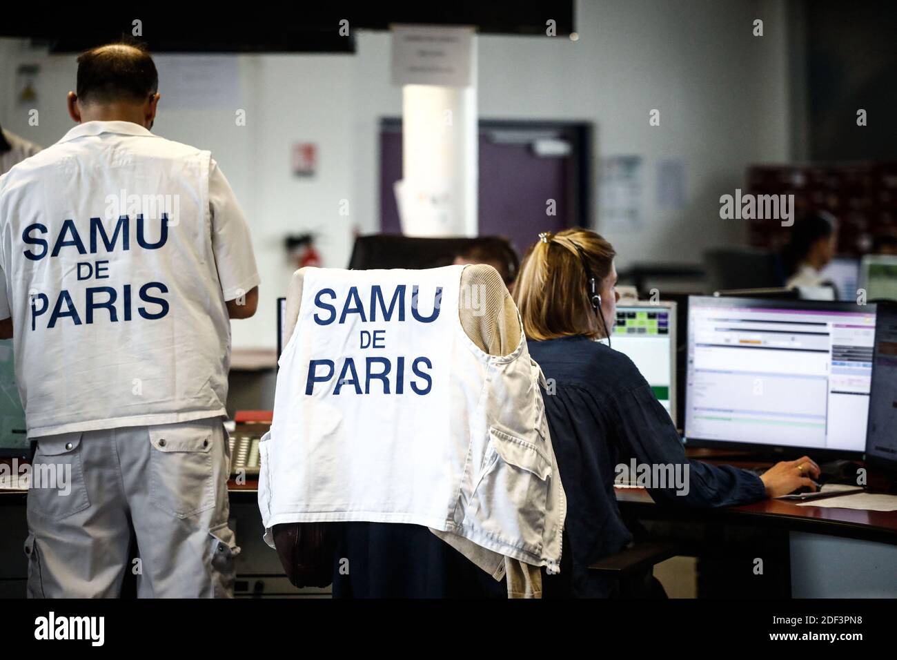 Illustration of the SAMU-SMUR emergency services call center at the ...