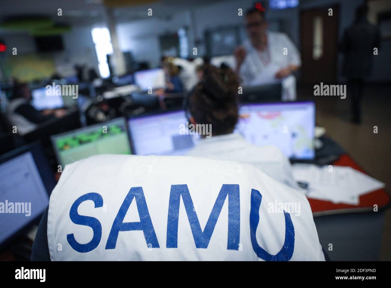 Illustration of the SAMU-SMUR emergency services call center at the ...