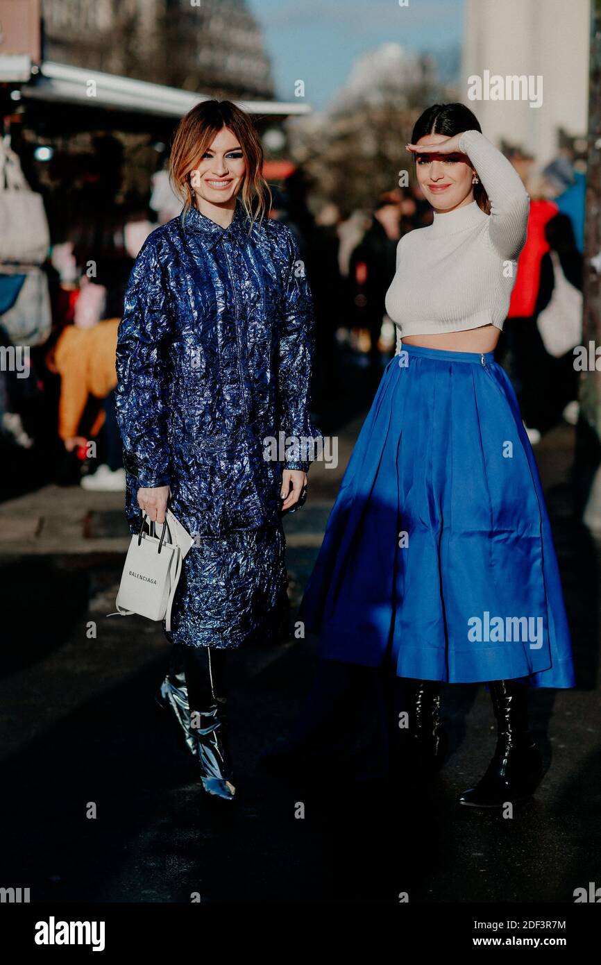 Street style, Angela Rozas Saiz and Aida Domenech arriving at Rochas ...
