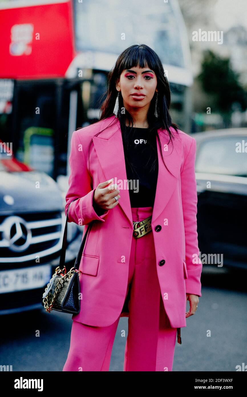 Street style, Pia Layseca arriving at Leonard Fall Winter 2020-2021 ...