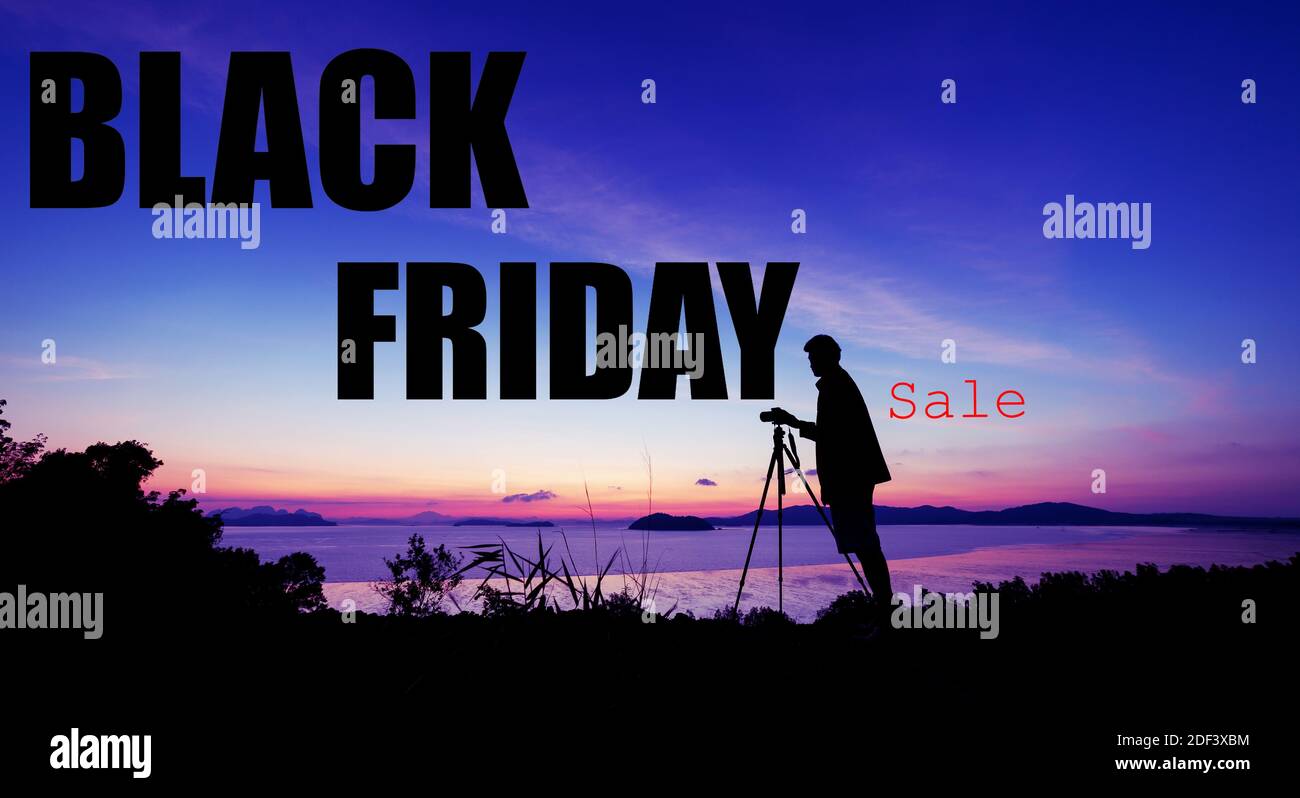 Black friday sale text on Beautiful sunset or sunrise sky with ...