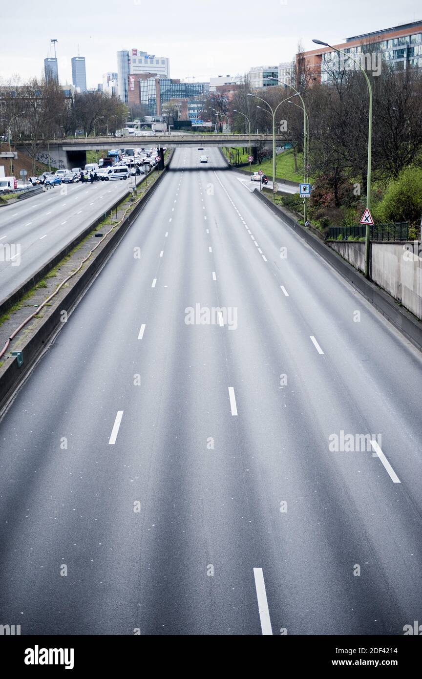 View of the ring road, peripherique of Paris porte de Vincennes around ...