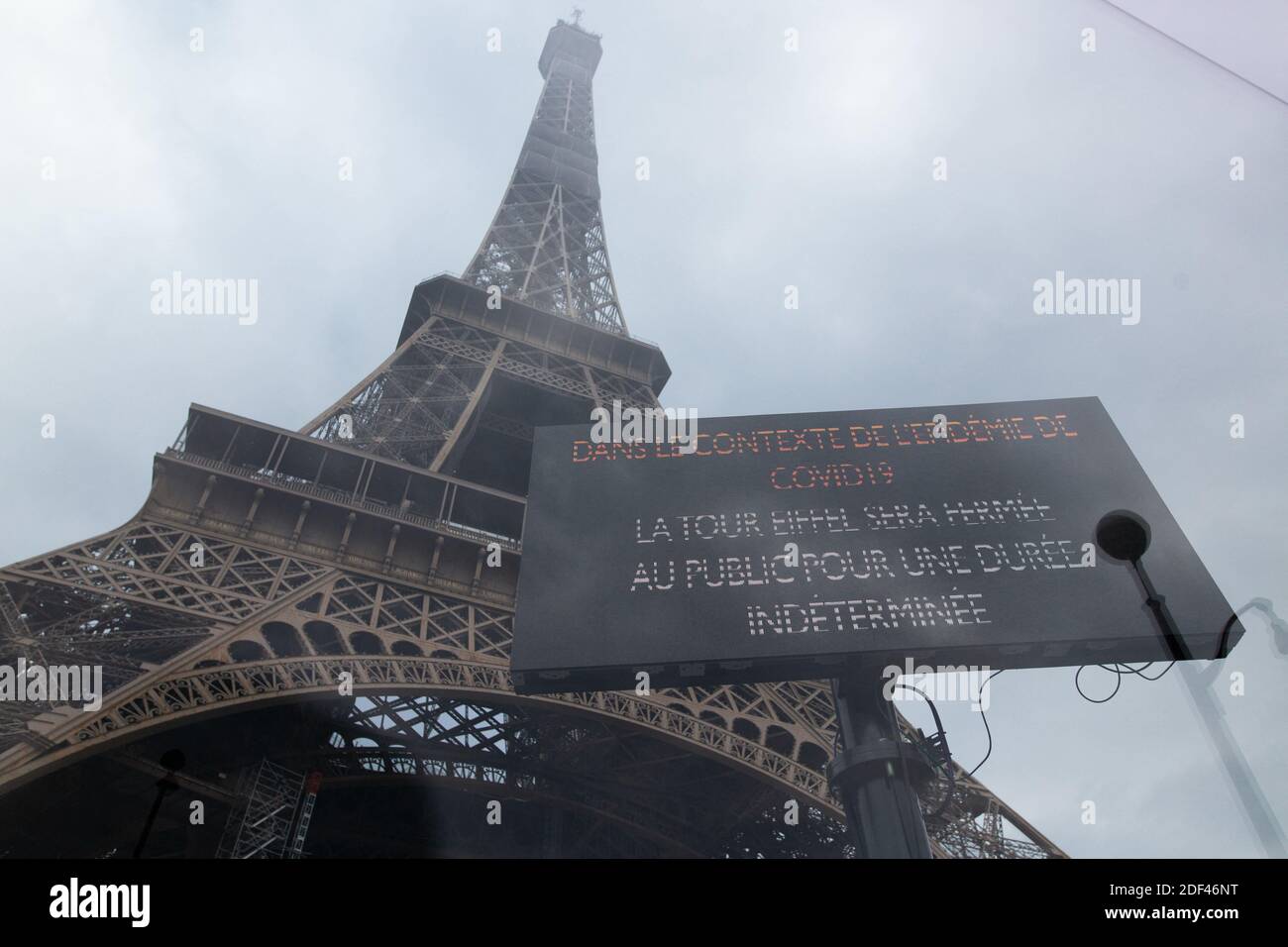 A picture taken on March 22, 2020 near the Eiffel tower in Paris shows ...