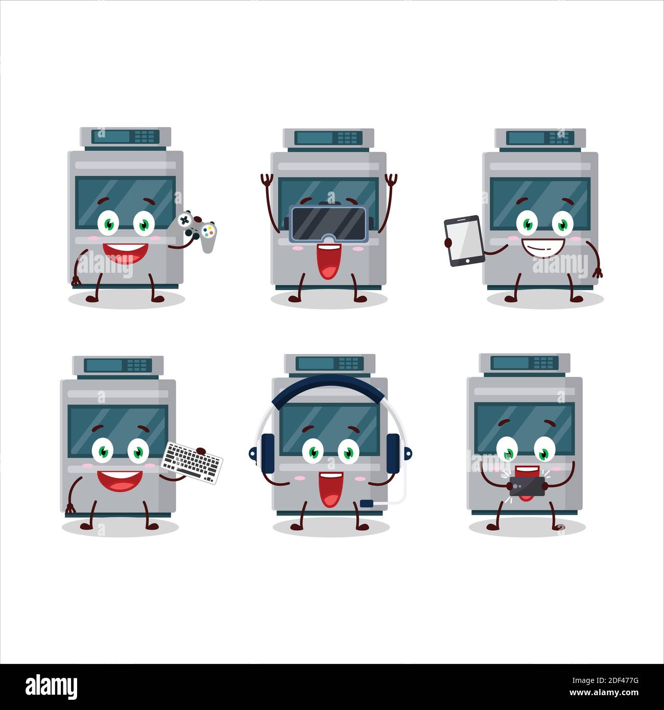 Stove cartoon character are playing games with various cute emoticons ...