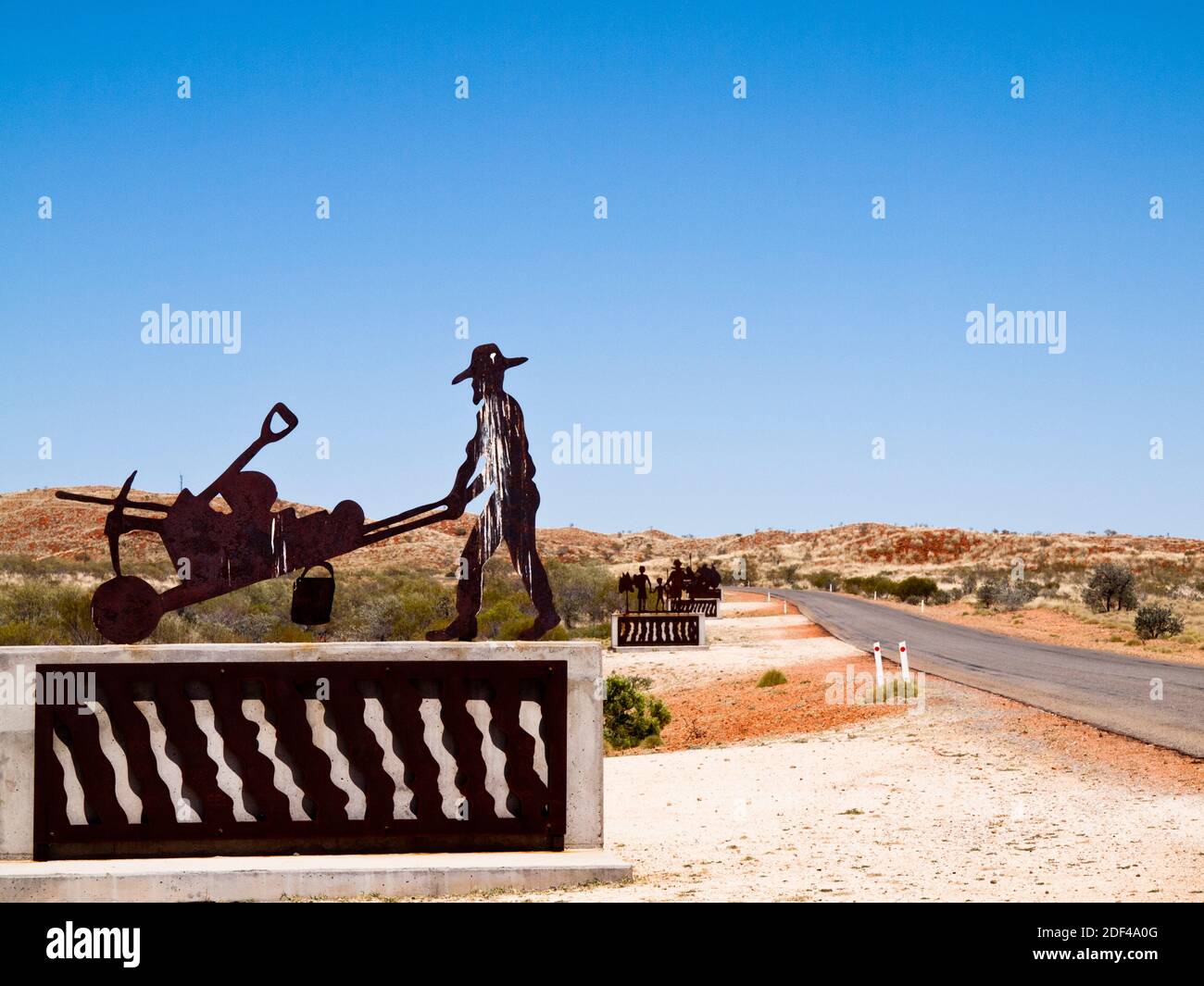 Iron artworks at the entrance to Marble Bar, Pilbara, Western Australia ...