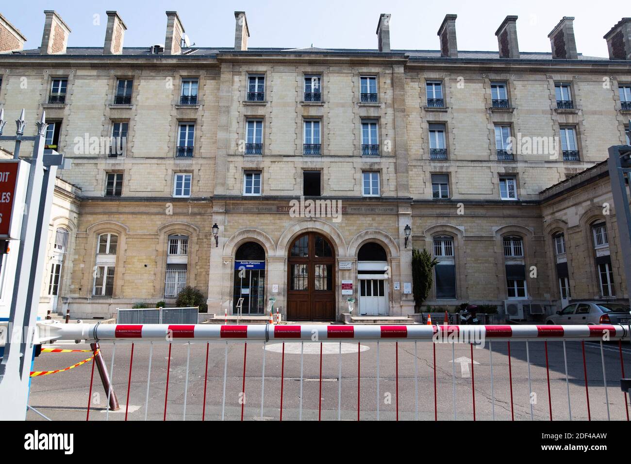 Main entrance of Tenon hospital on March 28, 2020 in Paris as the ...