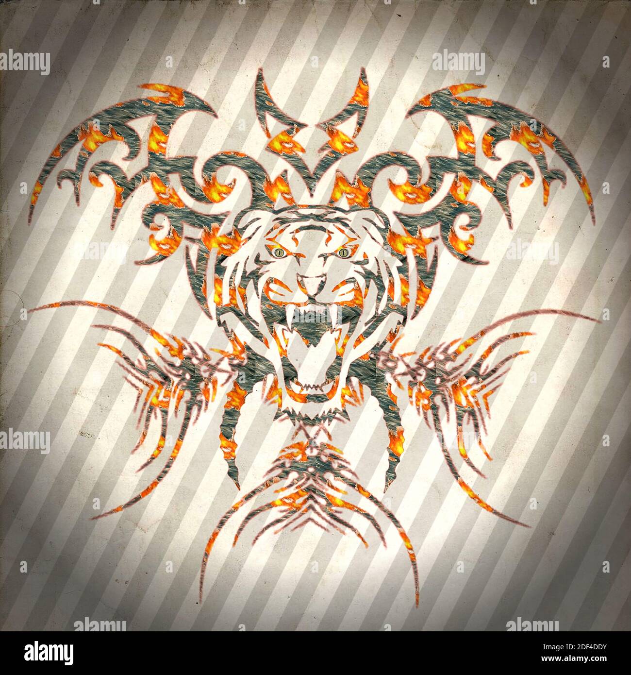 Now I am sharing an illustration of a combination of a tiger with horns ...