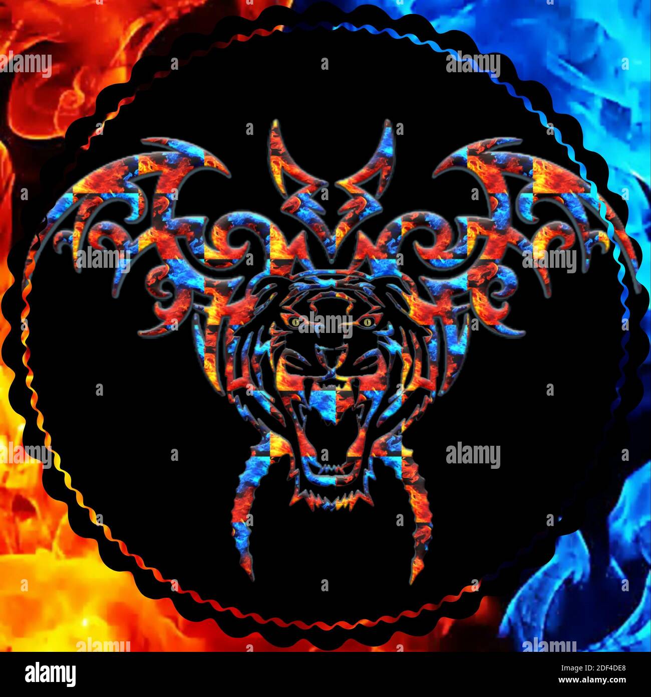 Now I am sharing an illustration of a combination of a tiger with horns ...