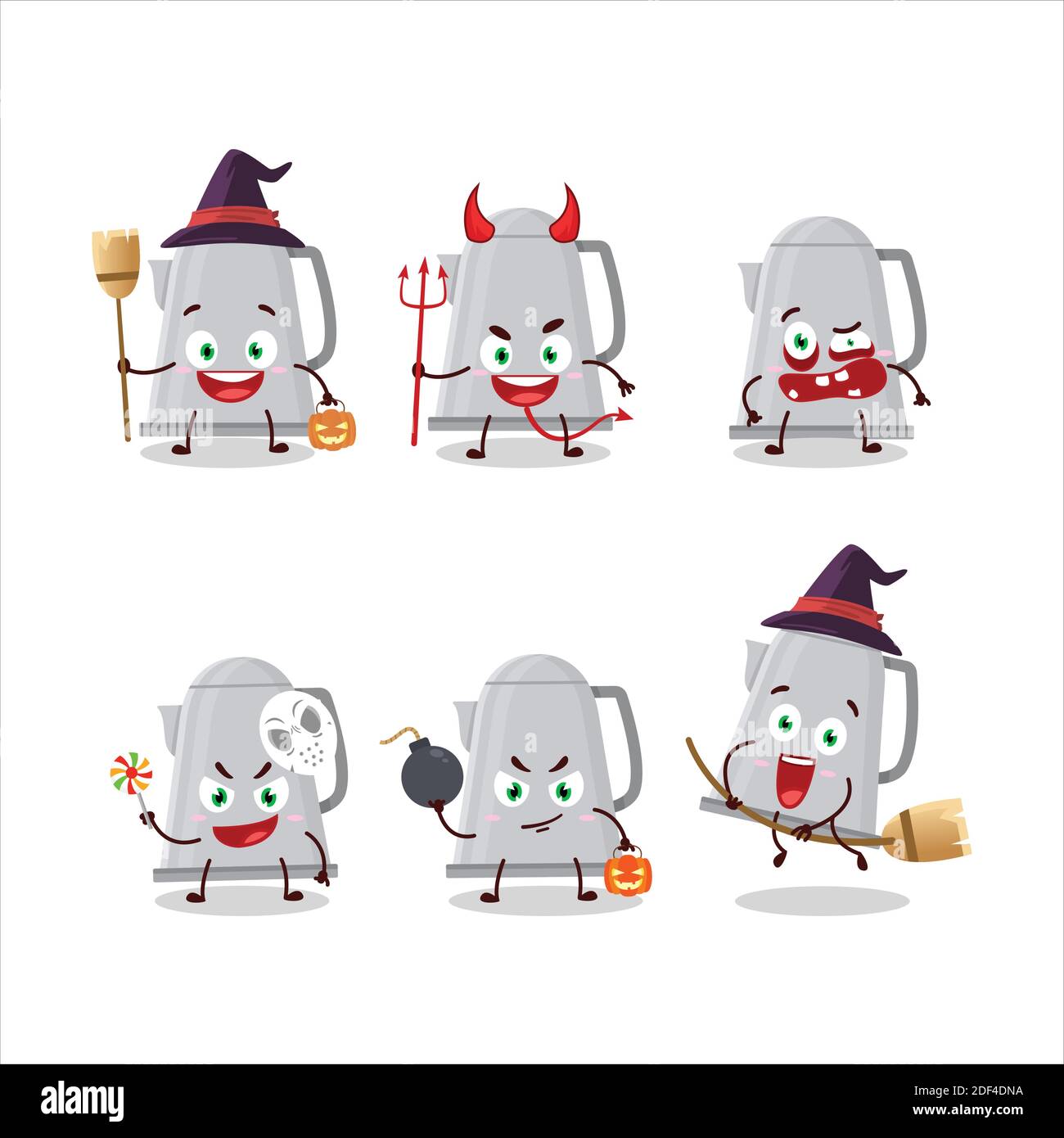 Halloween expression emoticons with cartoon character of electric ...