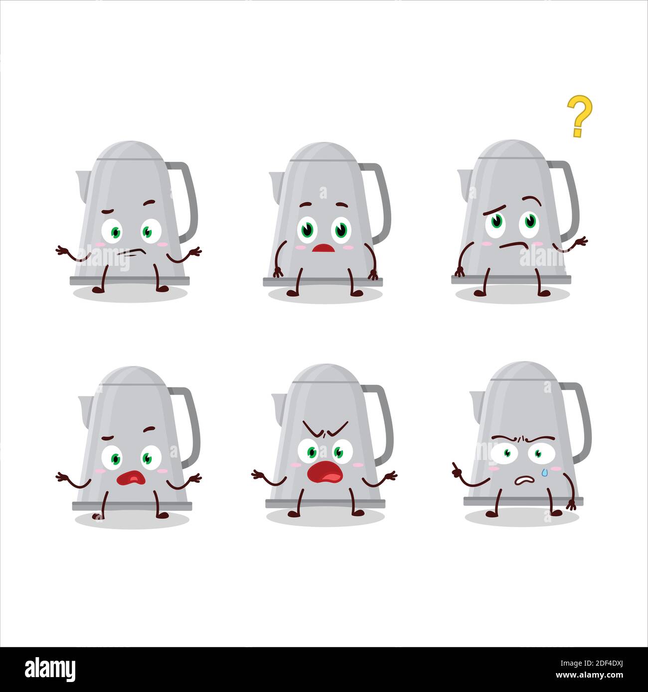Cartoon character of electric kettle with what expression. Vector ...