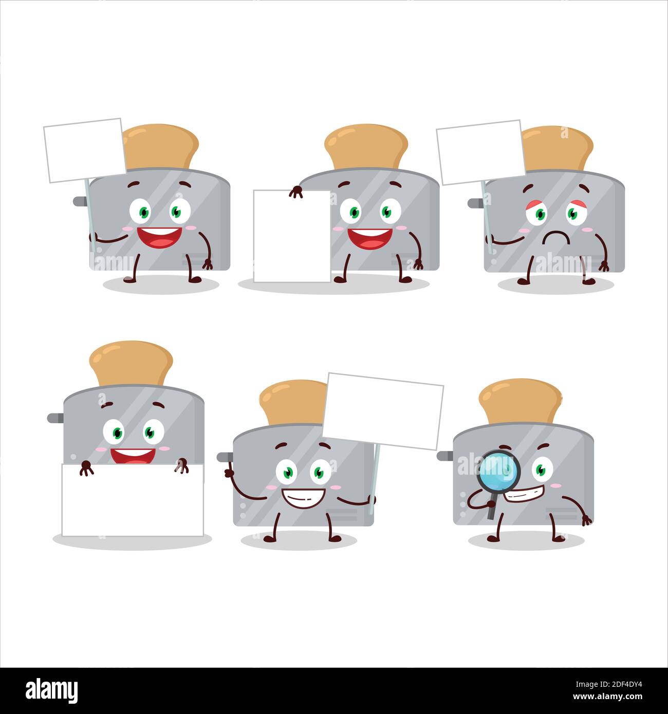 Toast maker cartoon character bring information board. Vector ...