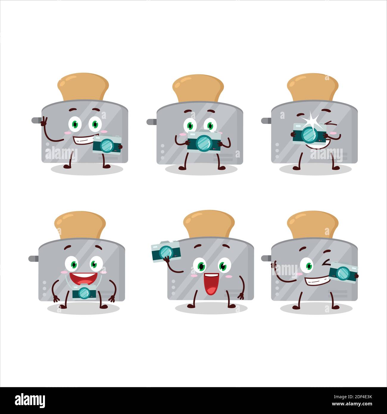 Photographer profession emoticon with toast maker cartoon character ...