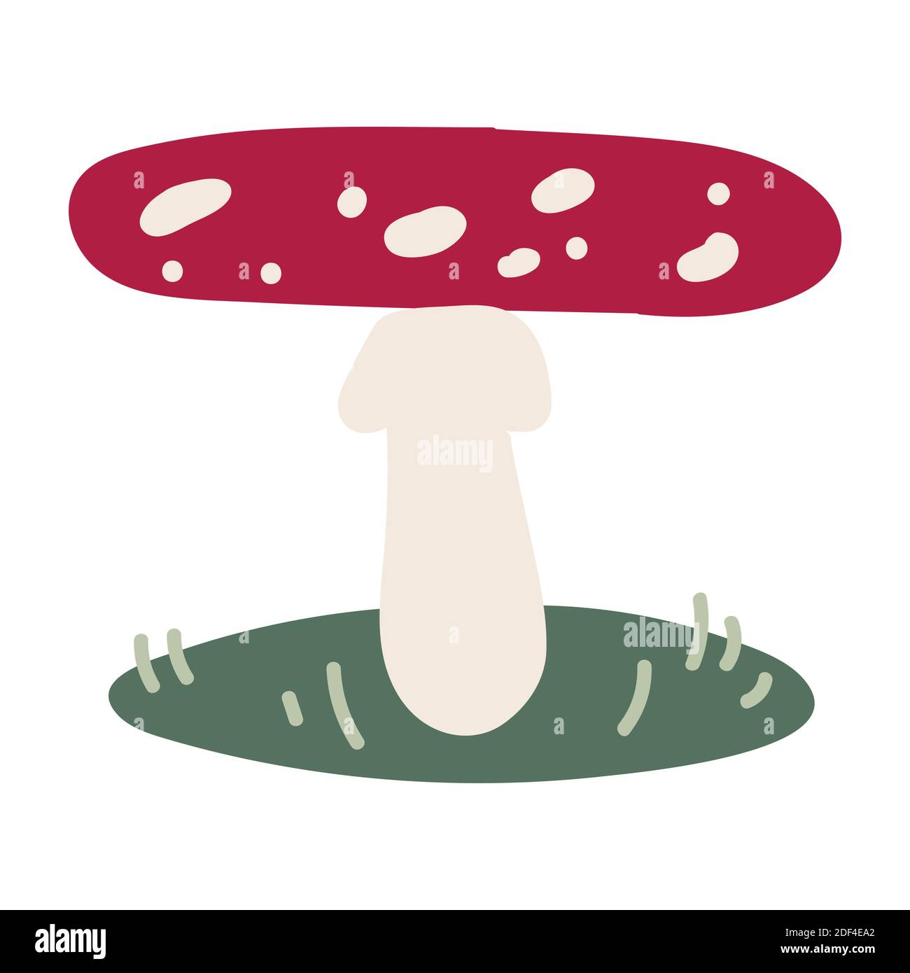 Cute cartoon toadstool mushroom monochrome lineart vector illustration ...