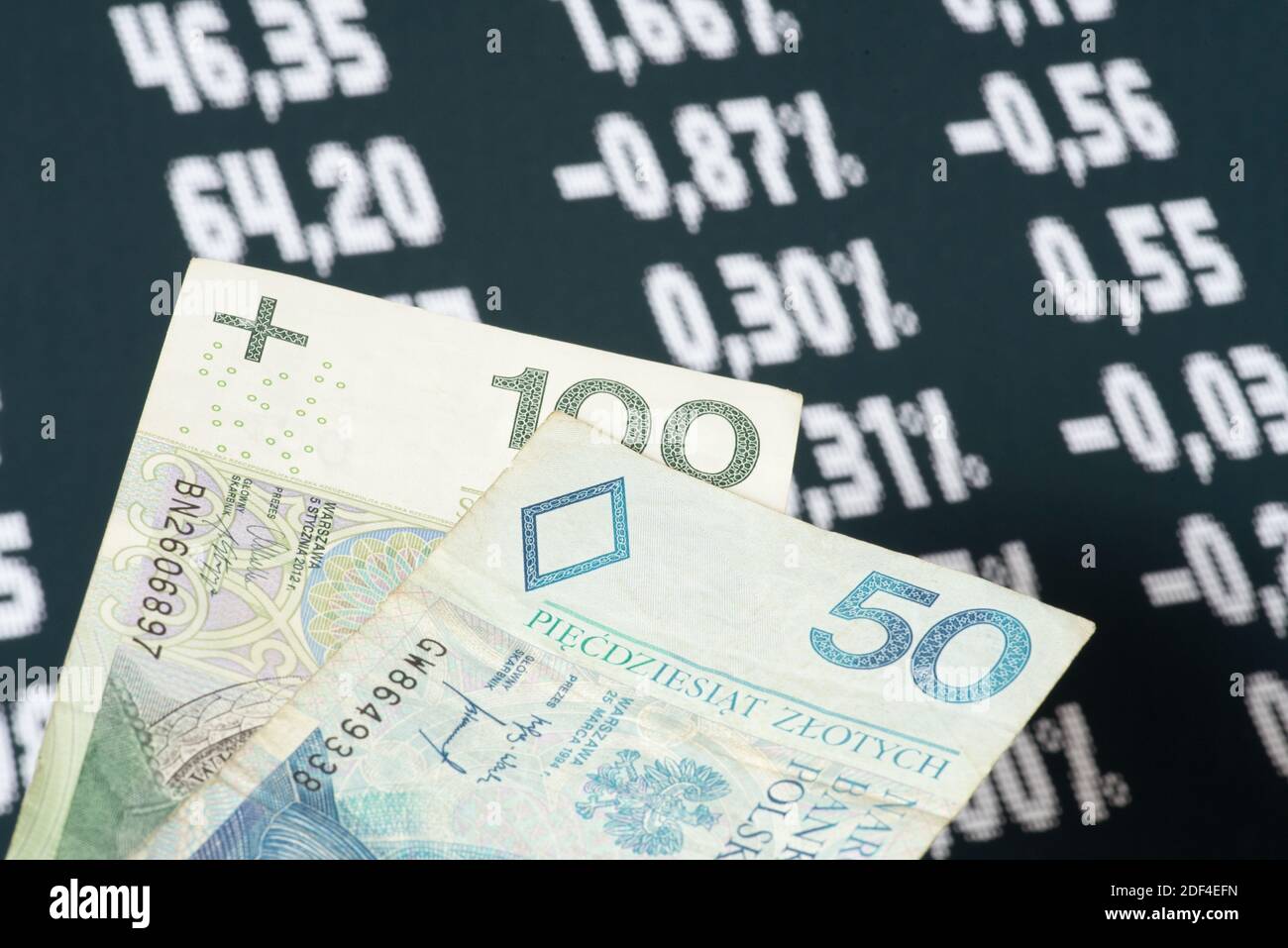 Money Polish zloty PLN and the stock exchange Stock Photo - Alamy