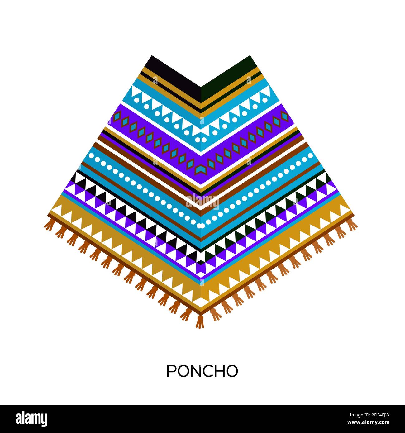 Poncho clothing. Colorful carnival fashion. Ethnic culture. Flat Vector ...