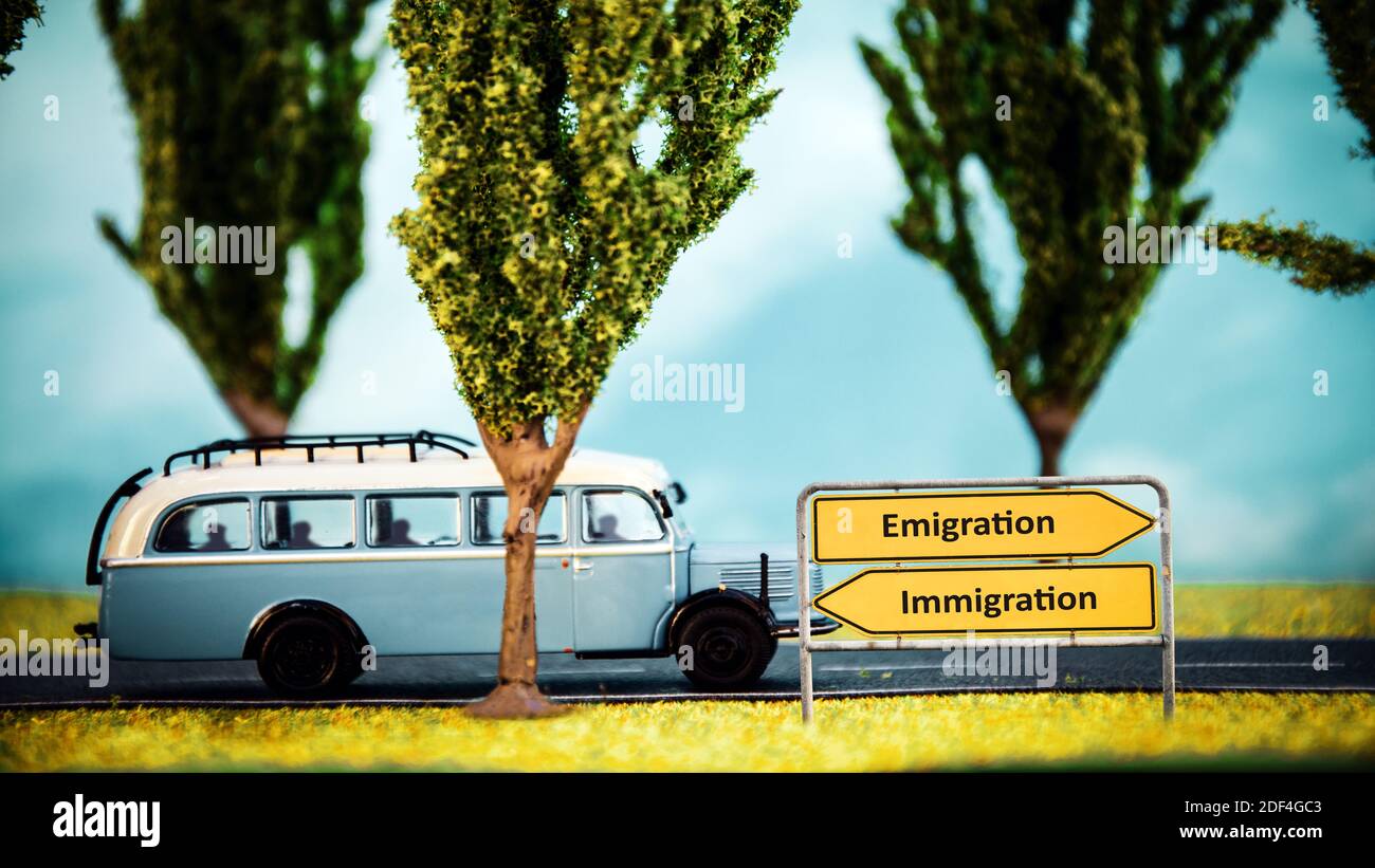 Street Sign the Direction Way to Emigration versus Immigration Stock ...