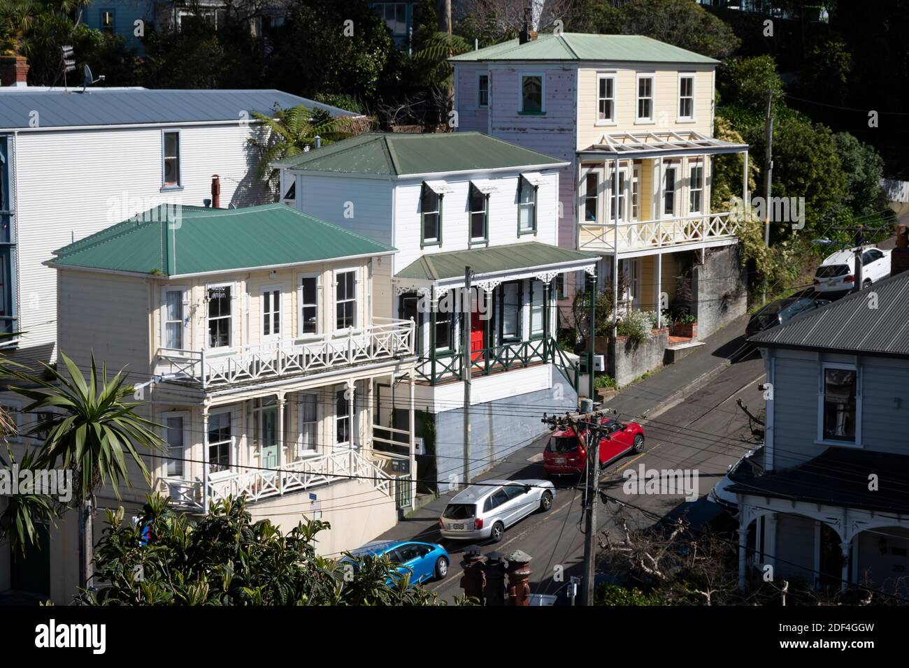 Old wooden houses, Upton Terrace, Thorndon, Wellington, North Island ...