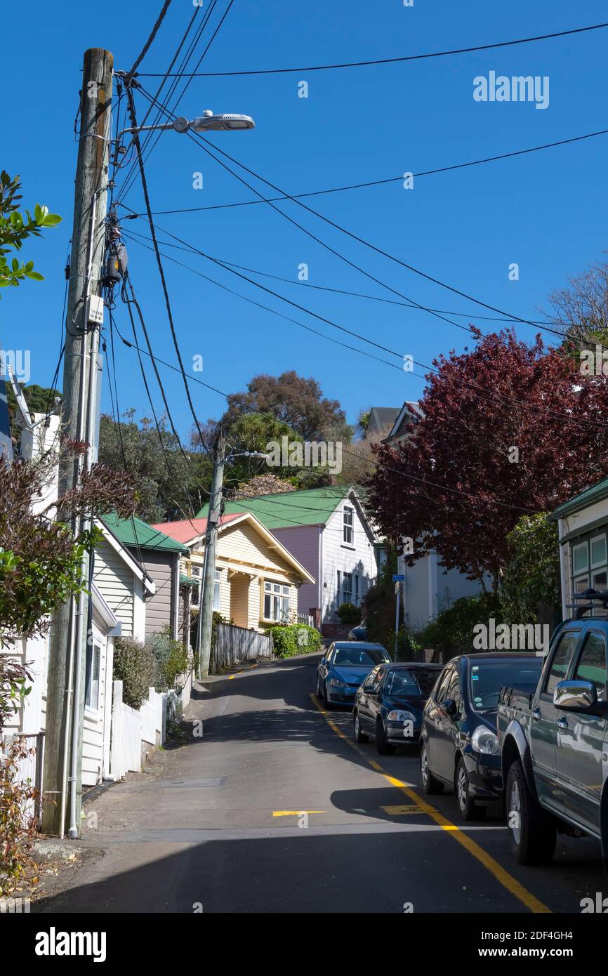 Old wooden houses, Ascot Street, Thorndon, Wellington, North Island ...