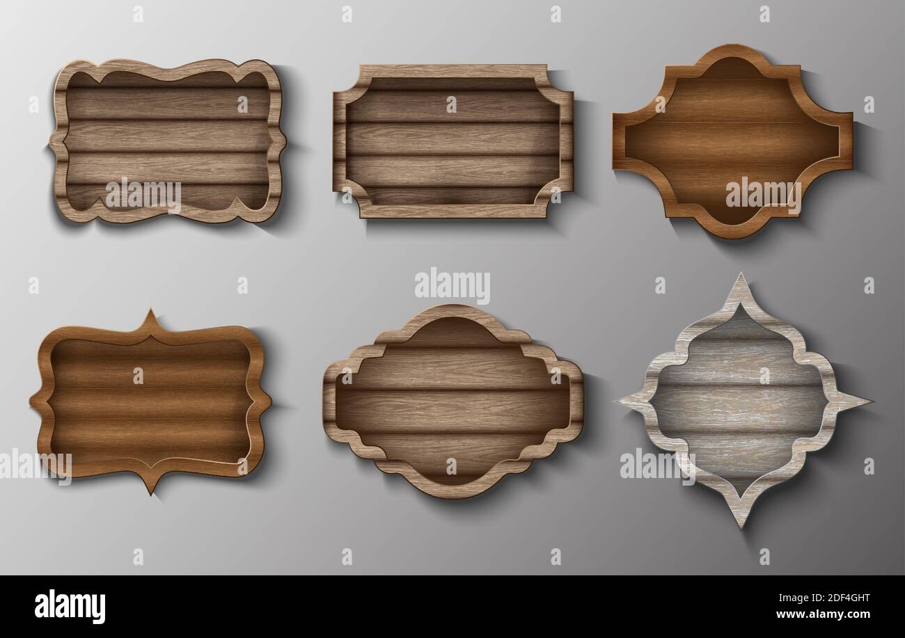 Collection of vector wooden frames and sign boards Stock Vector Image ...