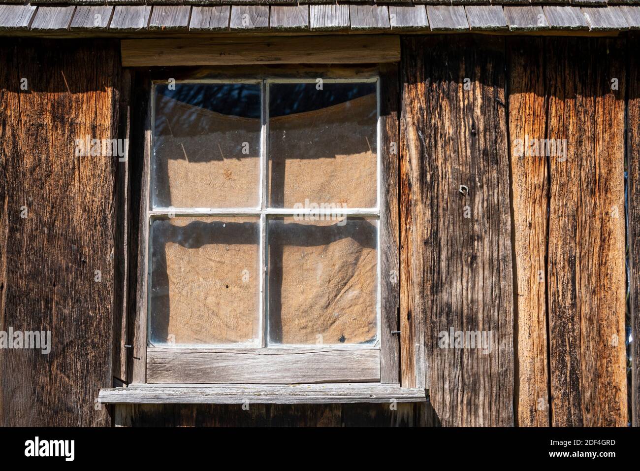 Window of Pioneer Bush Settler Hut, 1860's-1870's, Ongaonga, Central ...