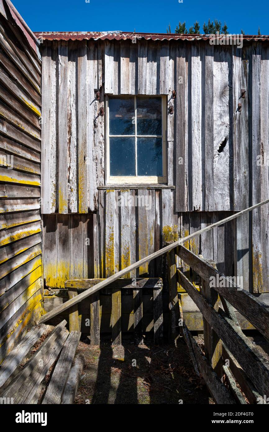 Detail of historic woolshed, Ongaonga, Central Hawkes Bay, North Island ...