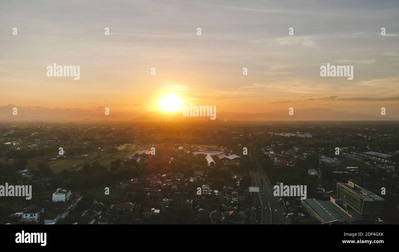 Aerial view of sunset in Yogyakarta City Indonesia Stock Photo - Alamy