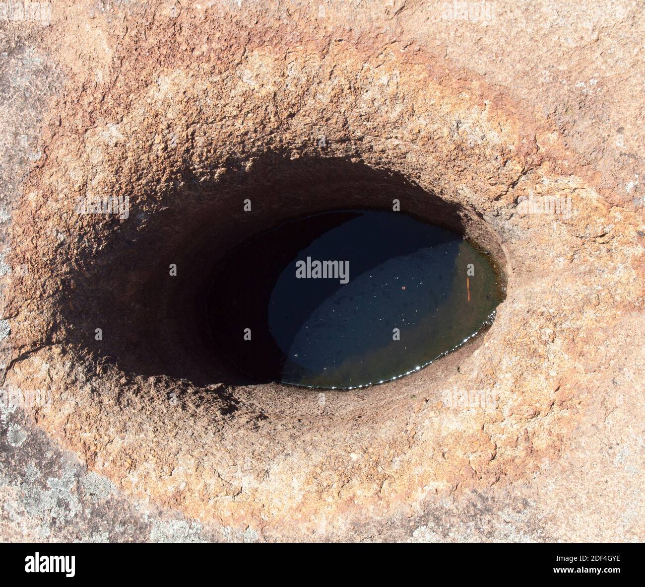 Close-up of Ancient Aboriginal waterhole, Gnamma Trail, Mulkas Cave ...