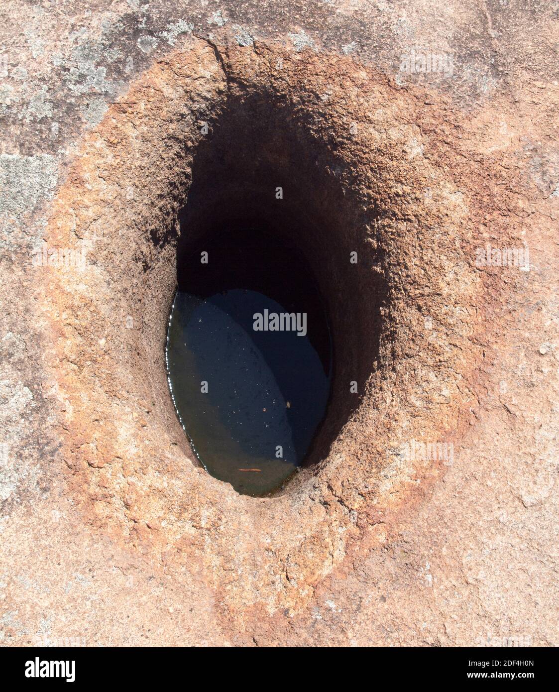 Close-up of Ancient Aboriginal waterhole, Gnamma Trail, Mulkas Cave ...