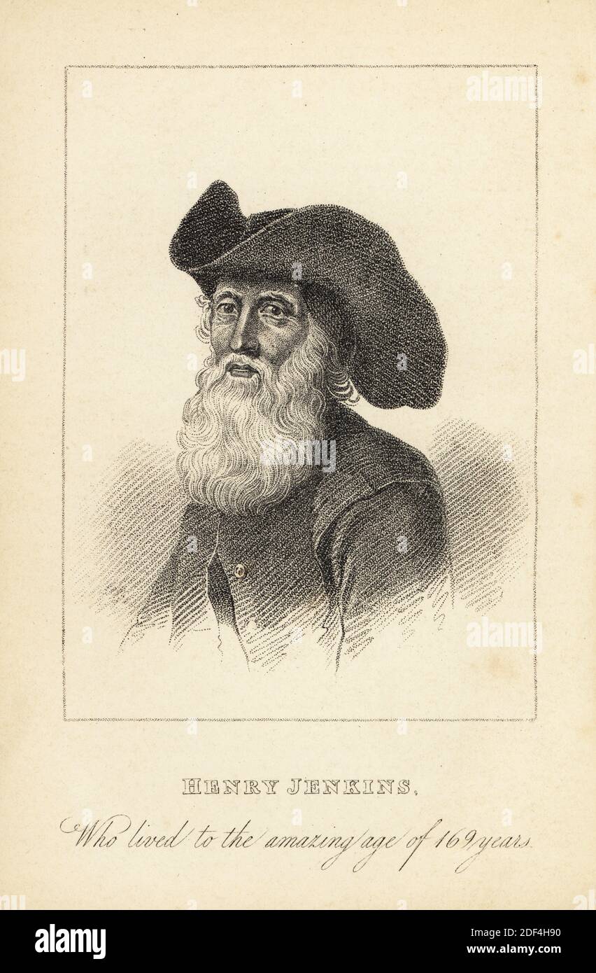 Portrait of Henry Jenkins, 1501-1670. Fisherman and later beggar who ...