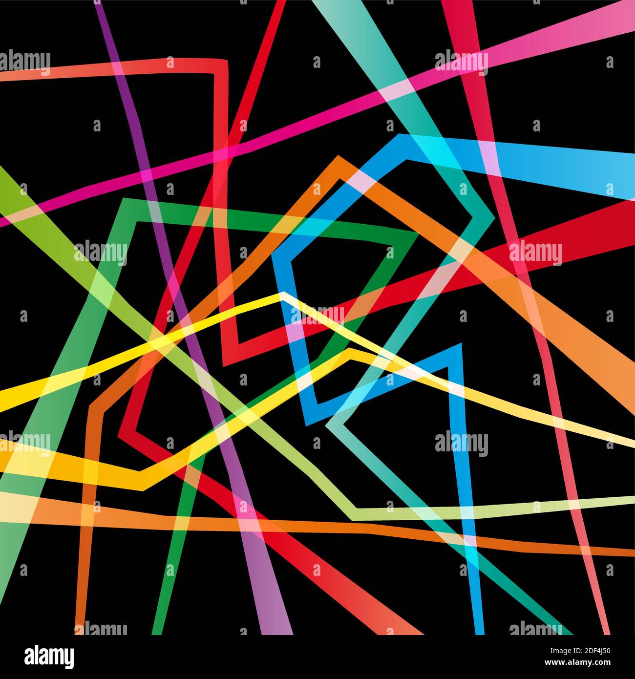 Vector geometric abstract confusion colorful, black background Stock ...