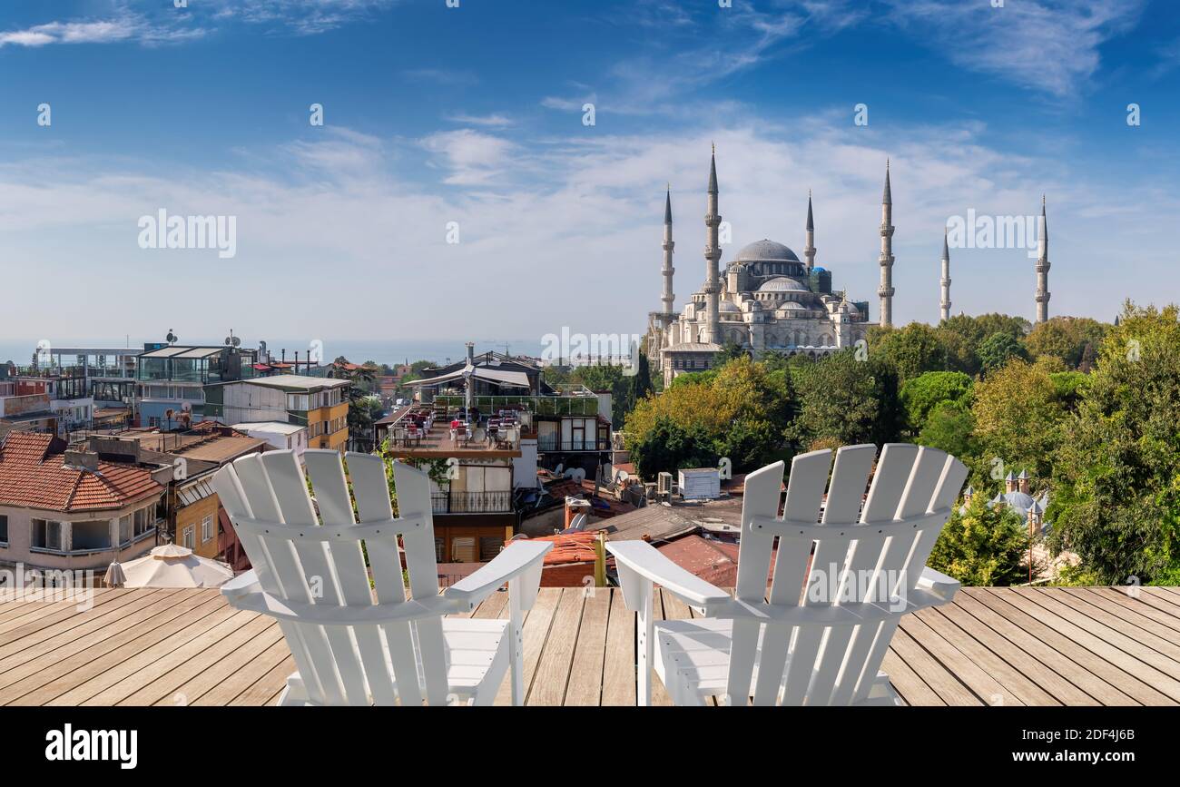 Beautiful view of Istanbul old town and Blue Mosque Stock Photo - Alamy