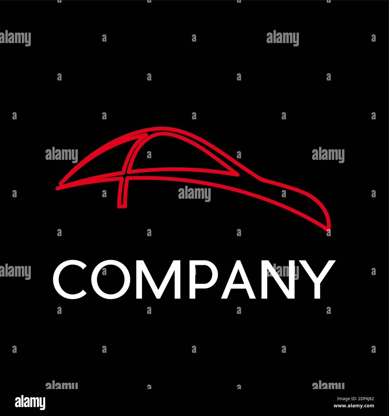 Vector sign abstract car, in linear style on black background Stock ...
