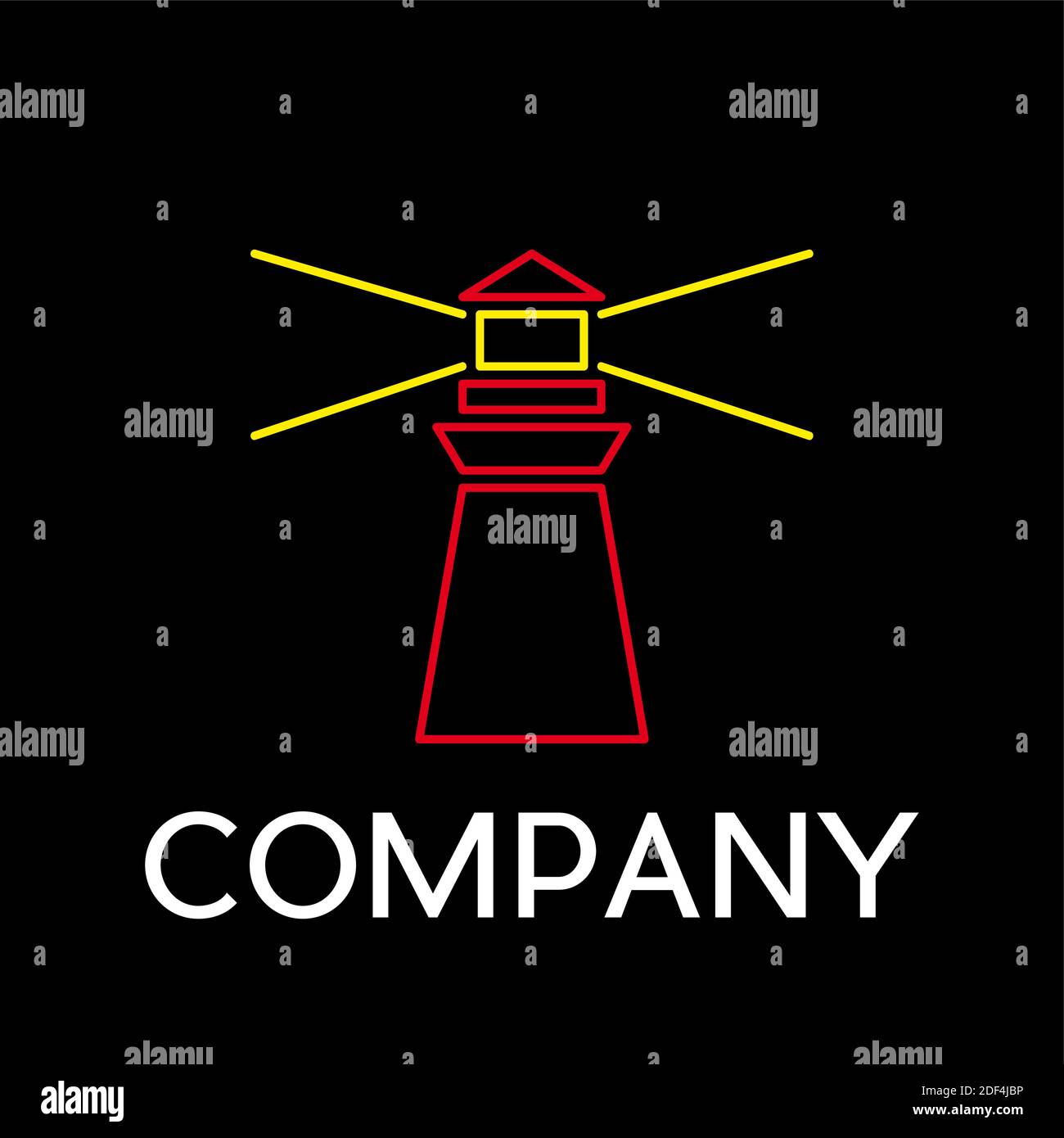 Vector sign lighthouse, in linear style on black background Stock ...