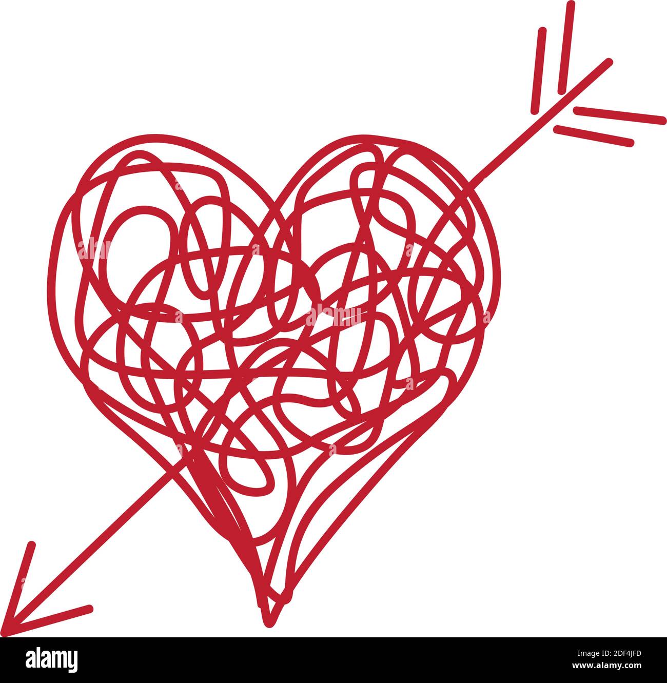 Vector sign scribble of red heart with arrow Stock Vector Image & Art ...